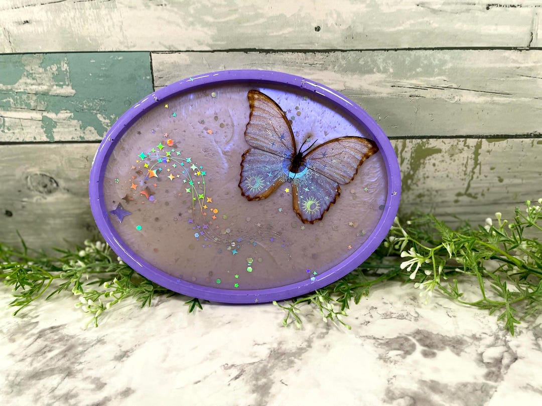 Crystal Resin Tray, Crystal Display Tray, Oval Resin Tray, Butterfly ...