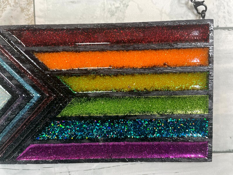 Wood & Resin Pride Flag Wall Hanging Pride Flag Progress - Etsy