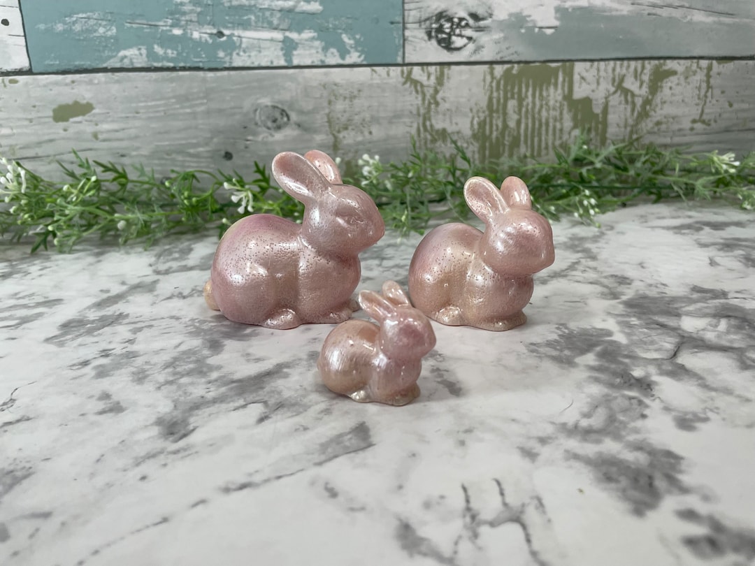 1 Set Resin Bunny Rabbit Figurine, Floral Botanical, Garden, Fairy ...