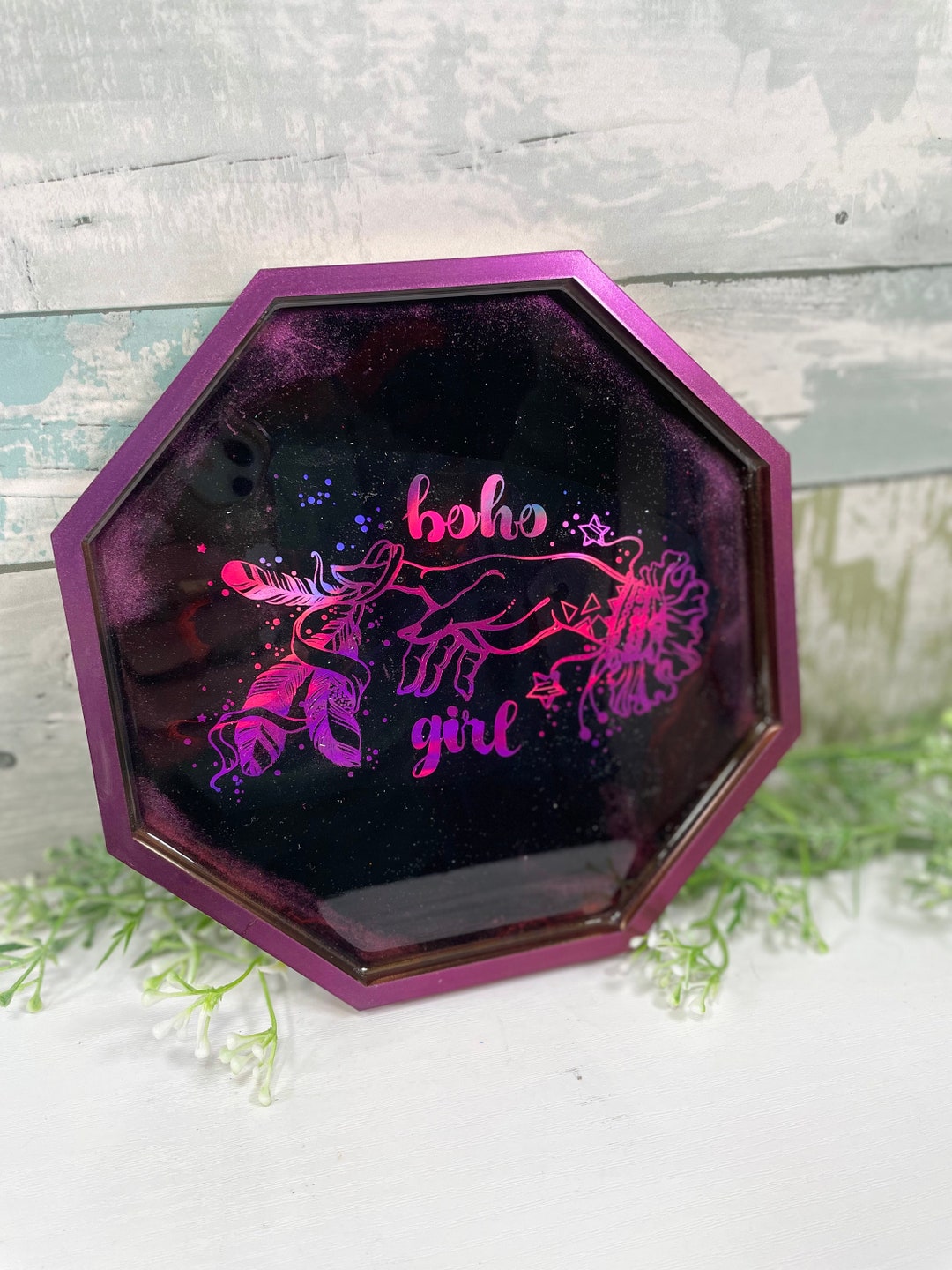 Crystal Resin Tray, Crystal Display Tray, Corner Resin Tray, Boho Bo Ho ...