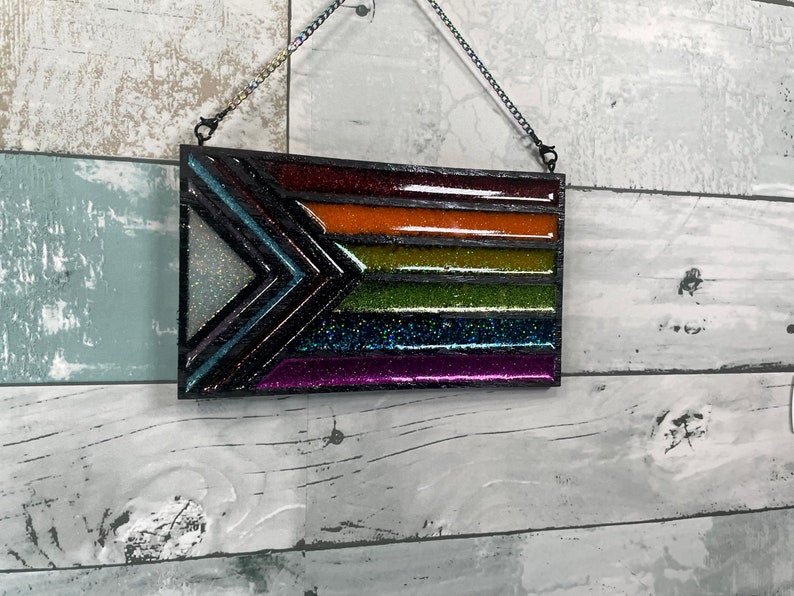 Wood & Resin Pride Flag Wall Hanging Pride Flag Progress - Etsy