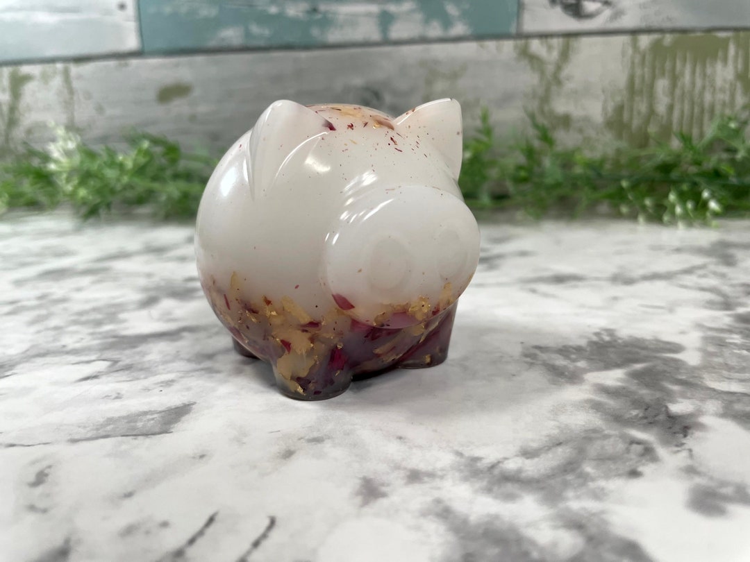 Resin Pig Figurine, Floral, Botanical, Garden, Fairy Garden, Decor ...