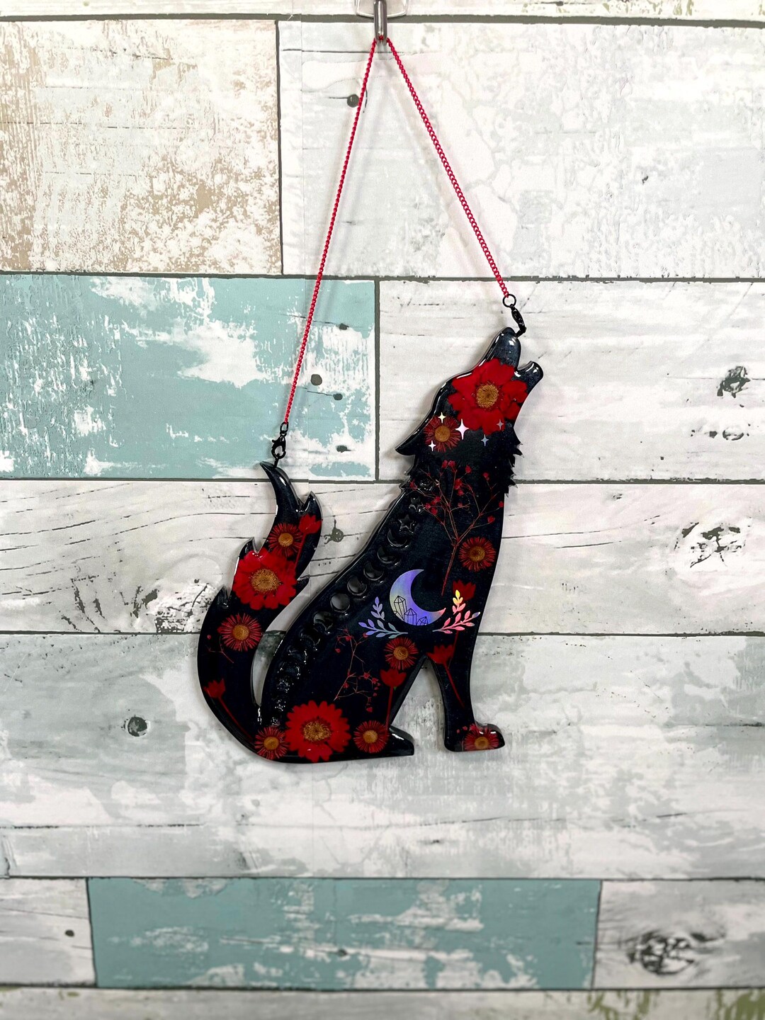 Wolf Wall Art, Moon Phases, Wolf Gift, Wolf Artwork, Resin Wall Hanging ...