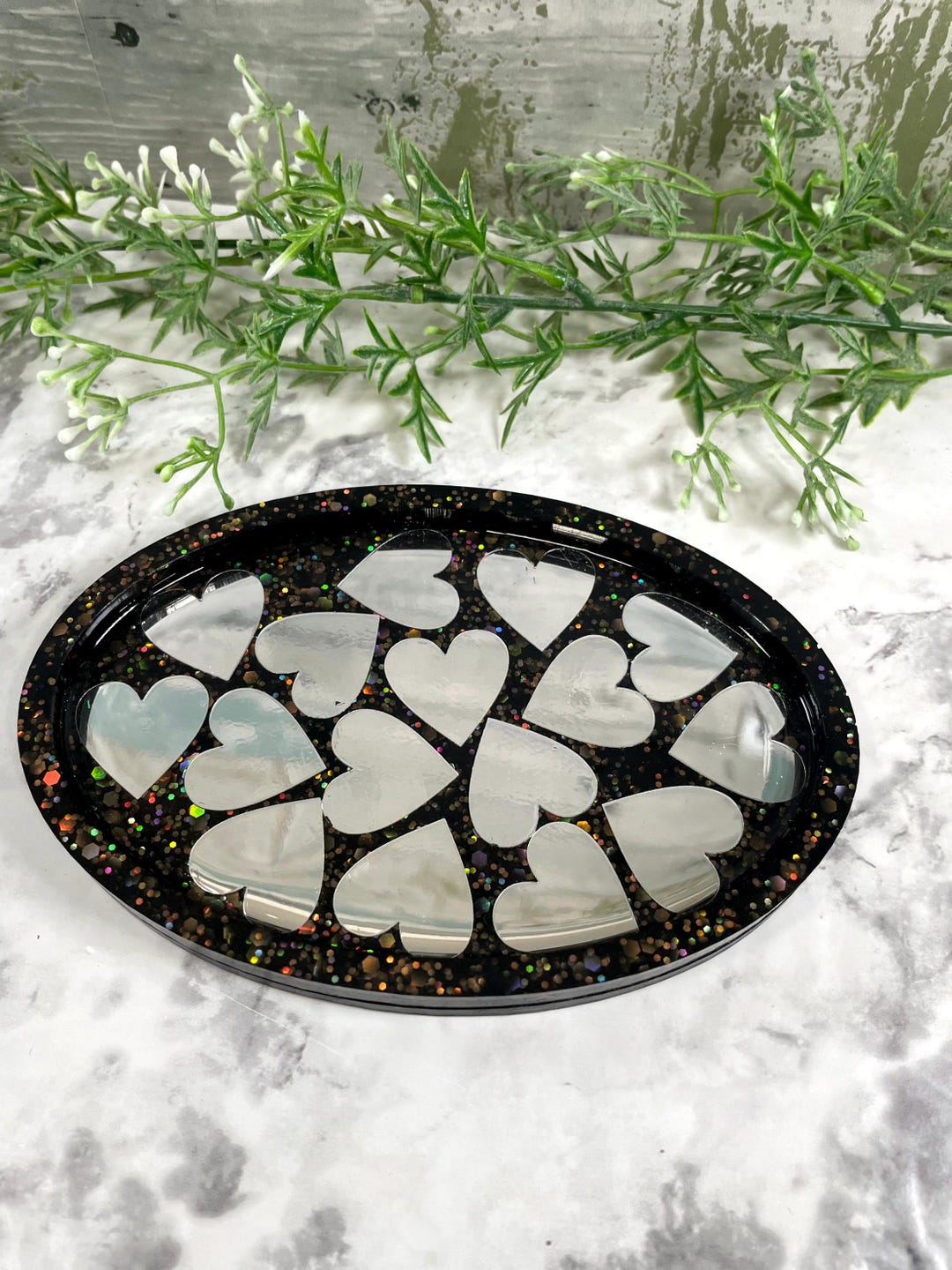 Crystal Resin Tray, Crystal Display Tray, Oval Resin Tray, Floral ...