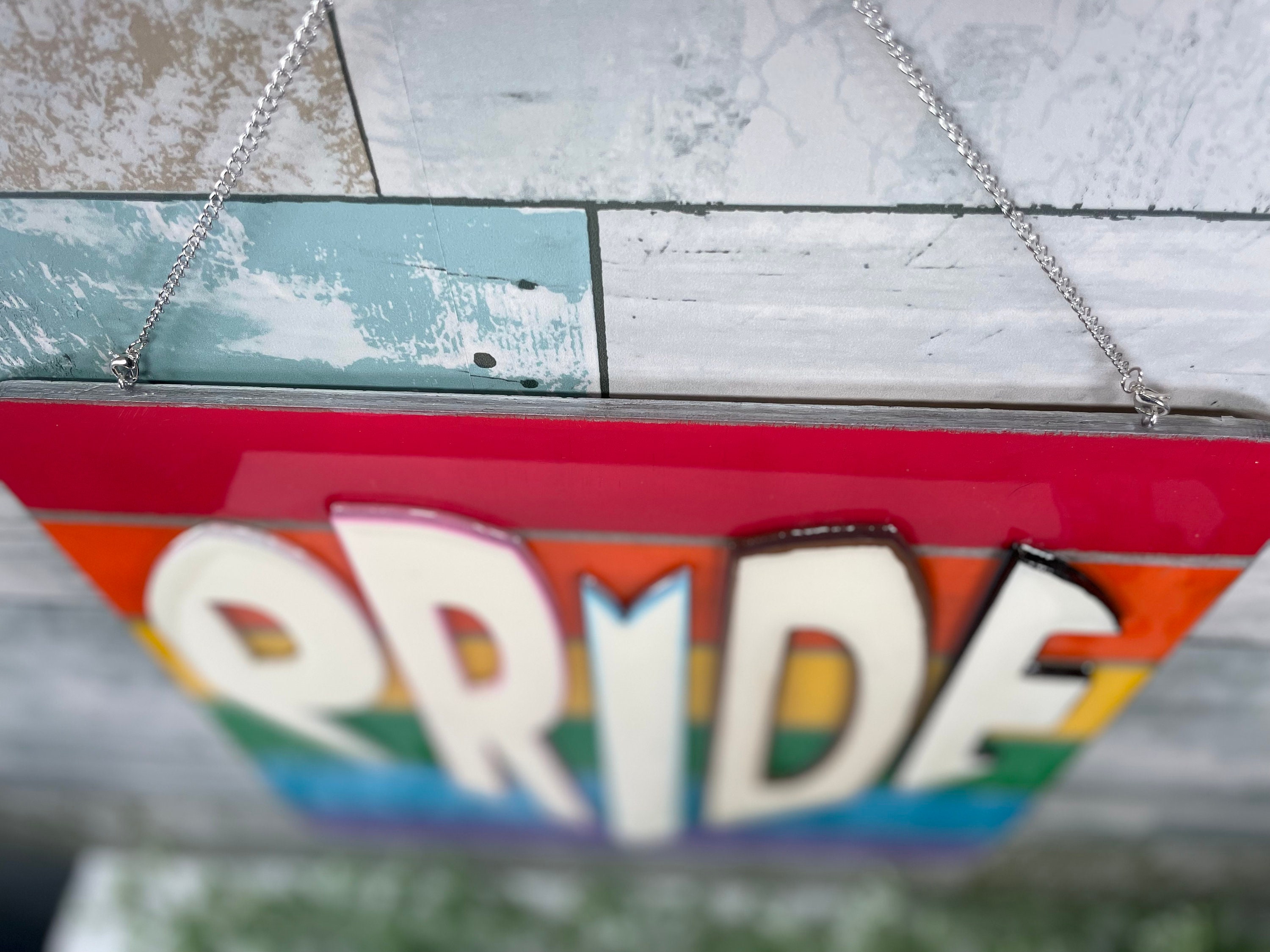 Wood & Resin Pride Flag Wall Hanging, Pride Flag, Progress Pride Flag ...