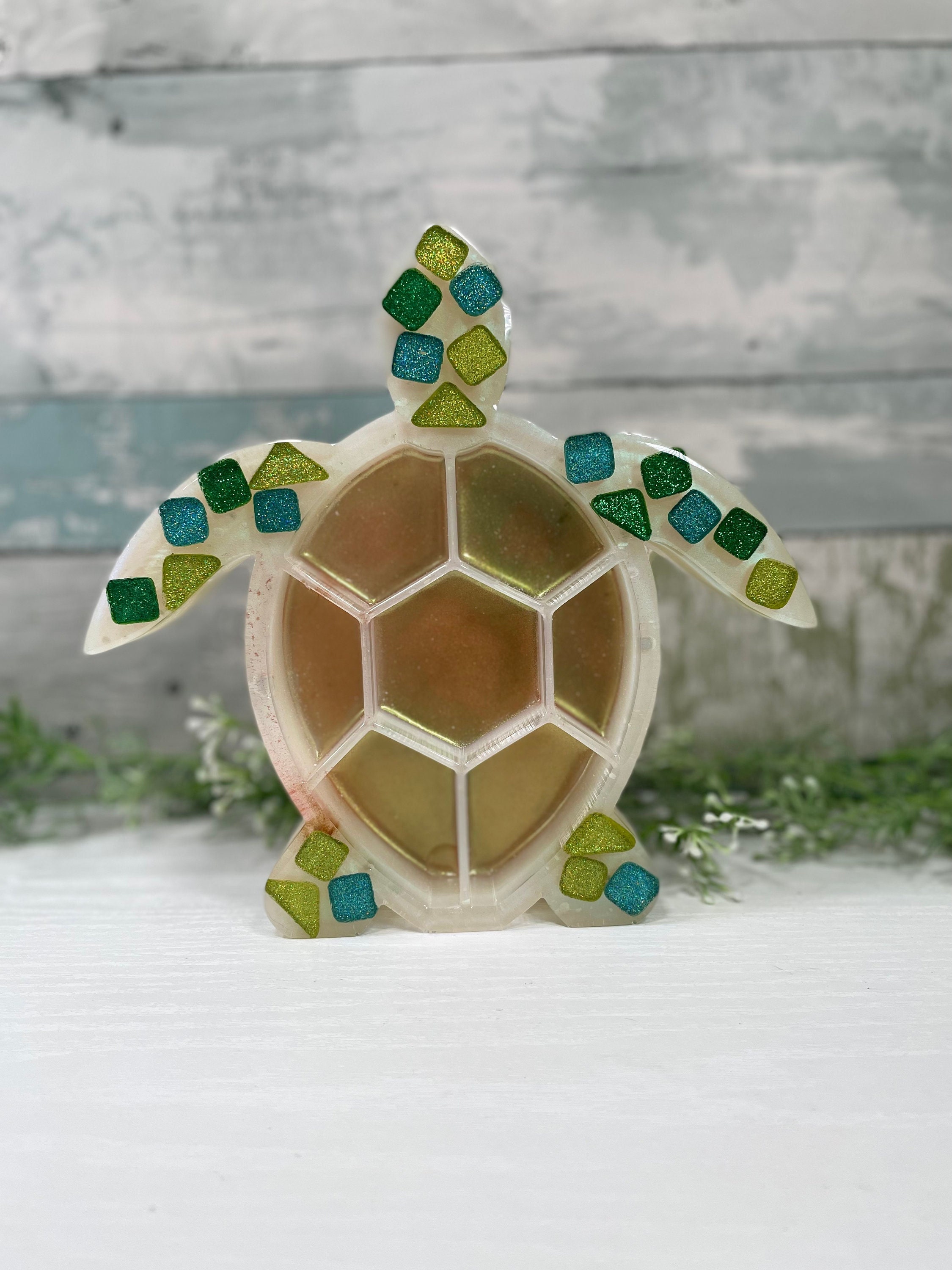 Turtle Table Art Turtle Gift Turtle Artwork Resin Artwork | Etsy