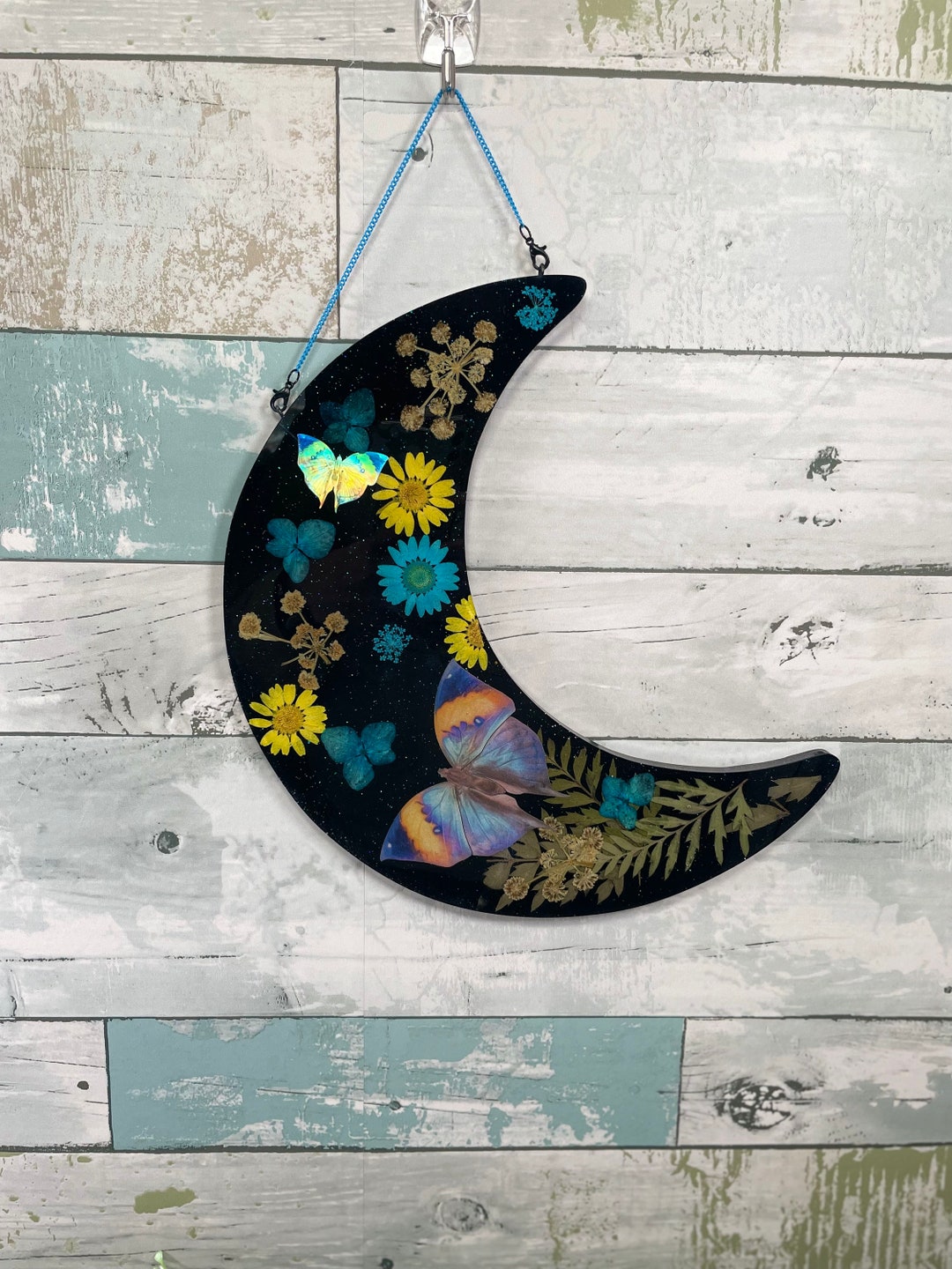 Crescent Moon Wall Art, Moon Gift, Moon Artwork, Resin Wall Hanging ...