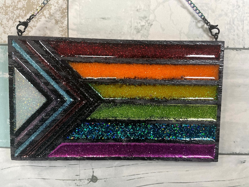 Wood & Resin Pride Flag Wall Hanging Pride Flag Progress - Etsy