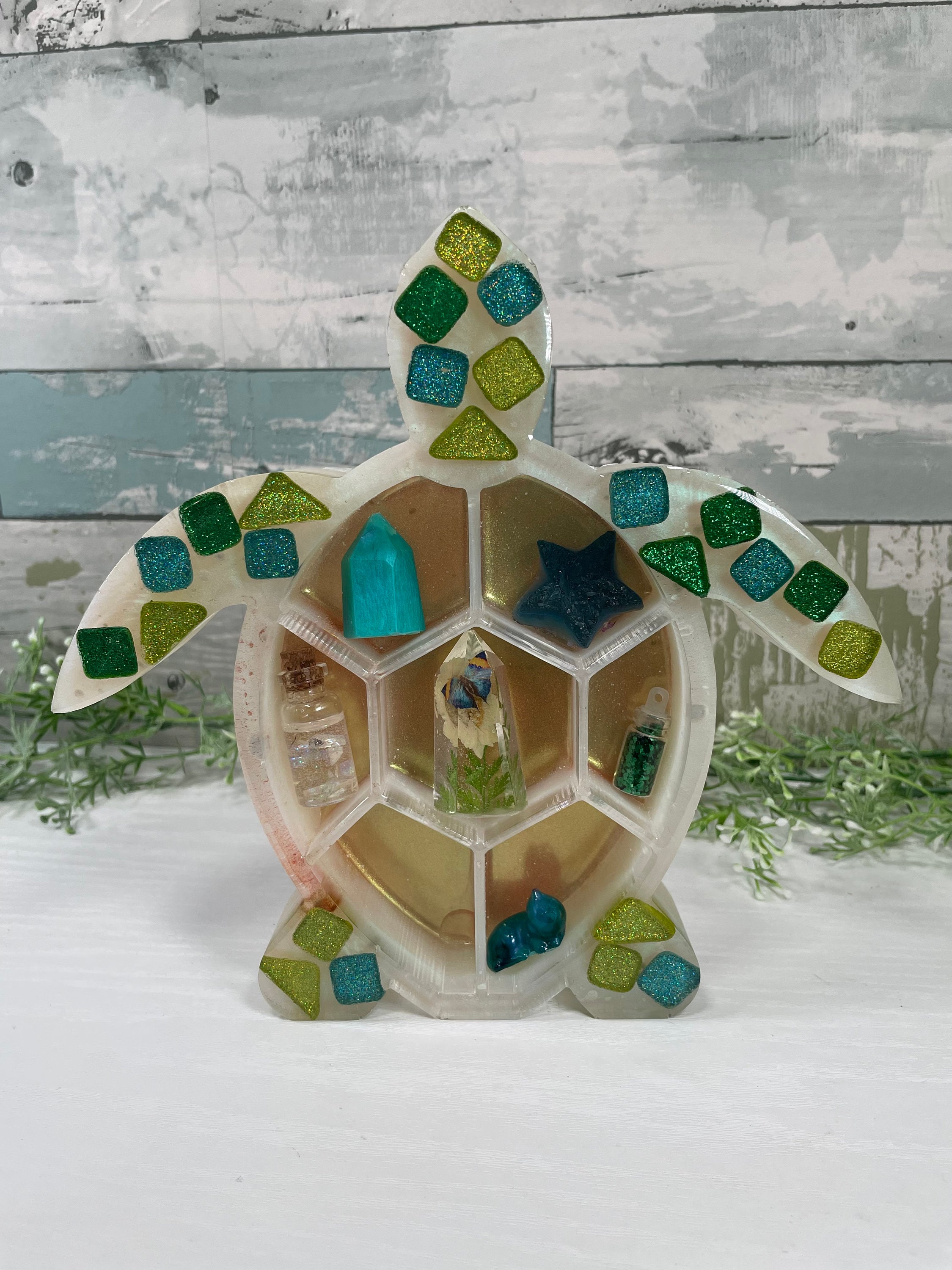 Turtle Table Art Turtle Gift Turtle Artwork Resin Artwork | Etsy