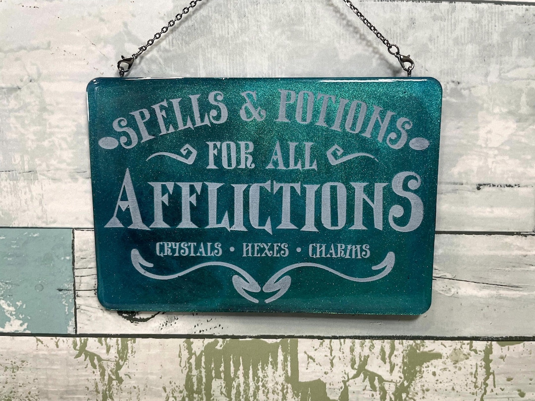 7in Spells & Potions Wall Hanging Home Decor Sign - Resin Art, Resin ...