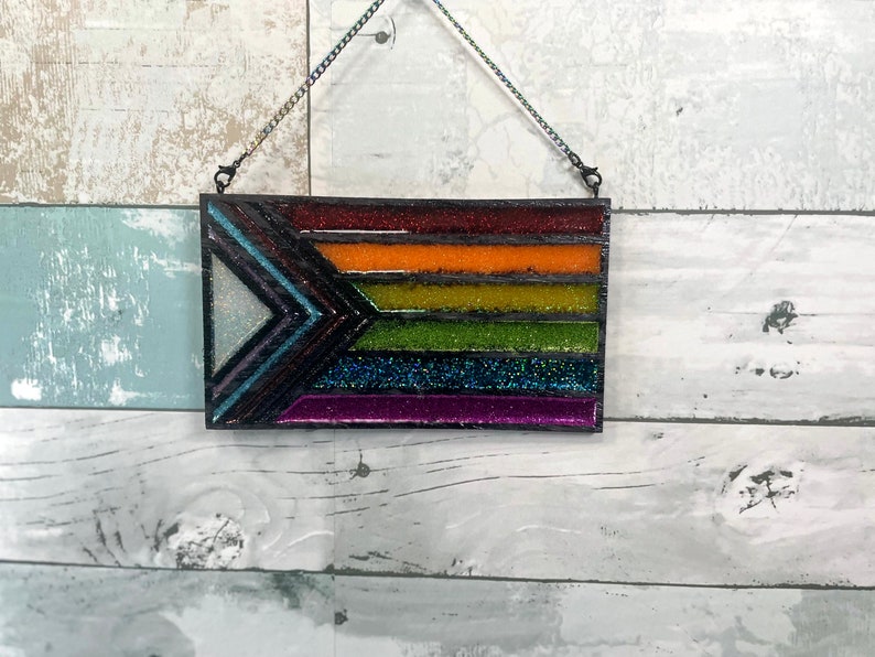 Wood & Resin Pride Flag Wall Hanging Pride Flag Progress - Etsy