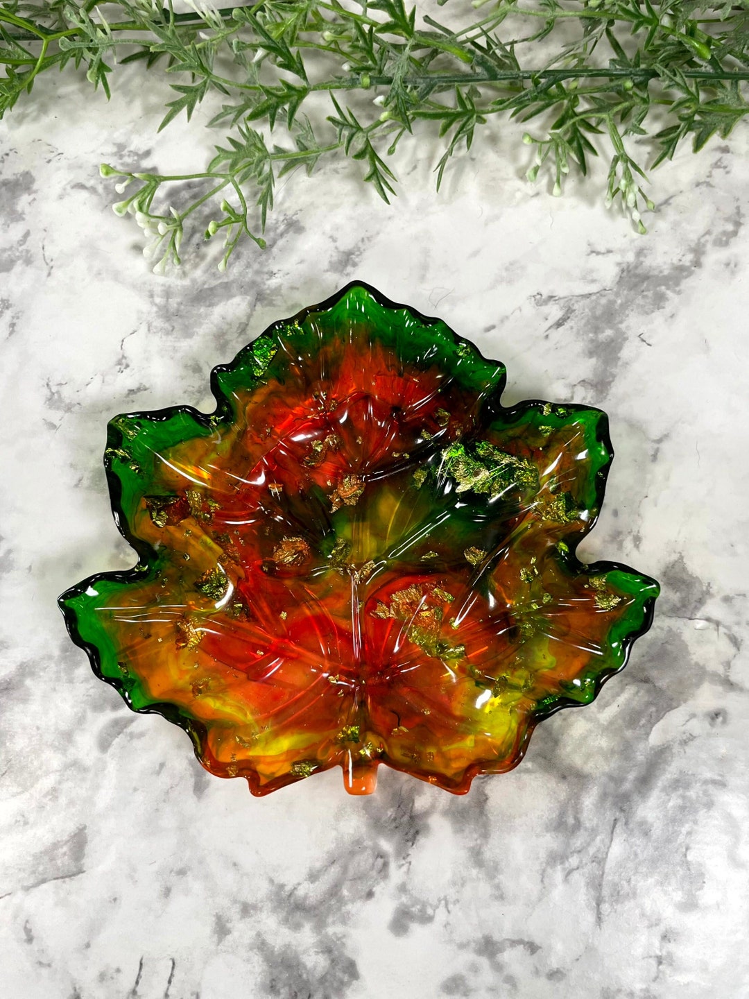 Fall Autumn Leaf Dish Tray, Fall Decor, Leaf Wall Decor, Resin Artwork ...