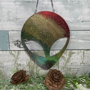 Alien Head Wall Hanging, Alien Art, Resin Artwork Resin Wall Decor ...