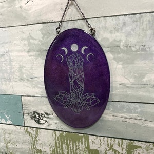 Sage Bundle, Moon Phases, Crystal Cluster Wall Hanging, Celestial Decor ...