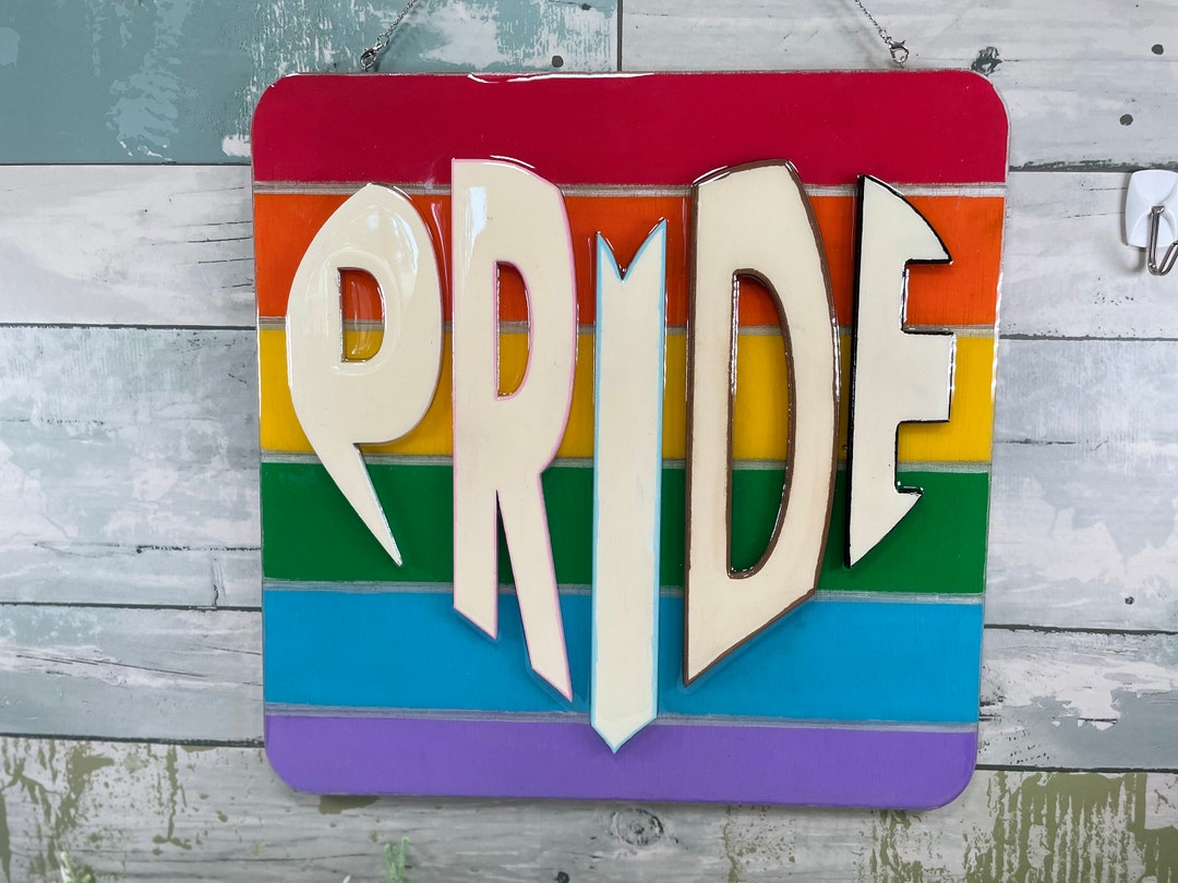 Wood & Resin Pride Flag Wall Hanging, Pride Flag, Progress Pride Flag ...