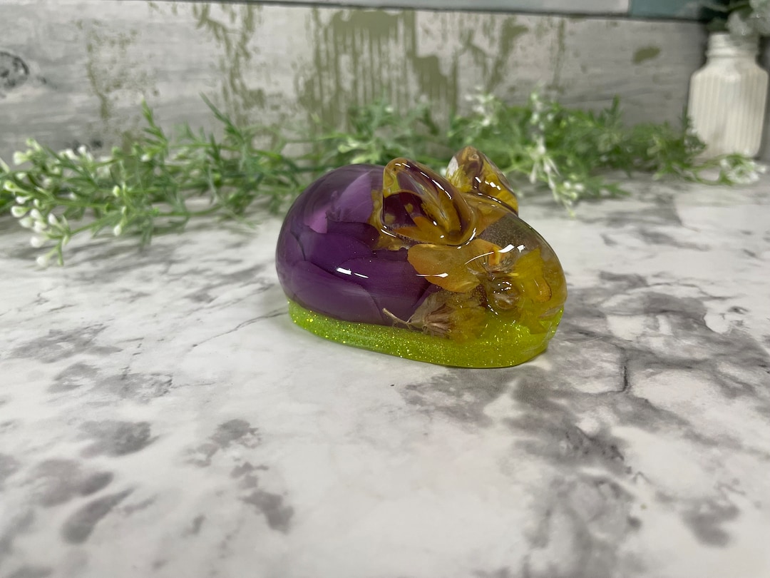 Resin Bunny Rabbit Figurine, Floral Botanical, Garden, Fairy Garden ...