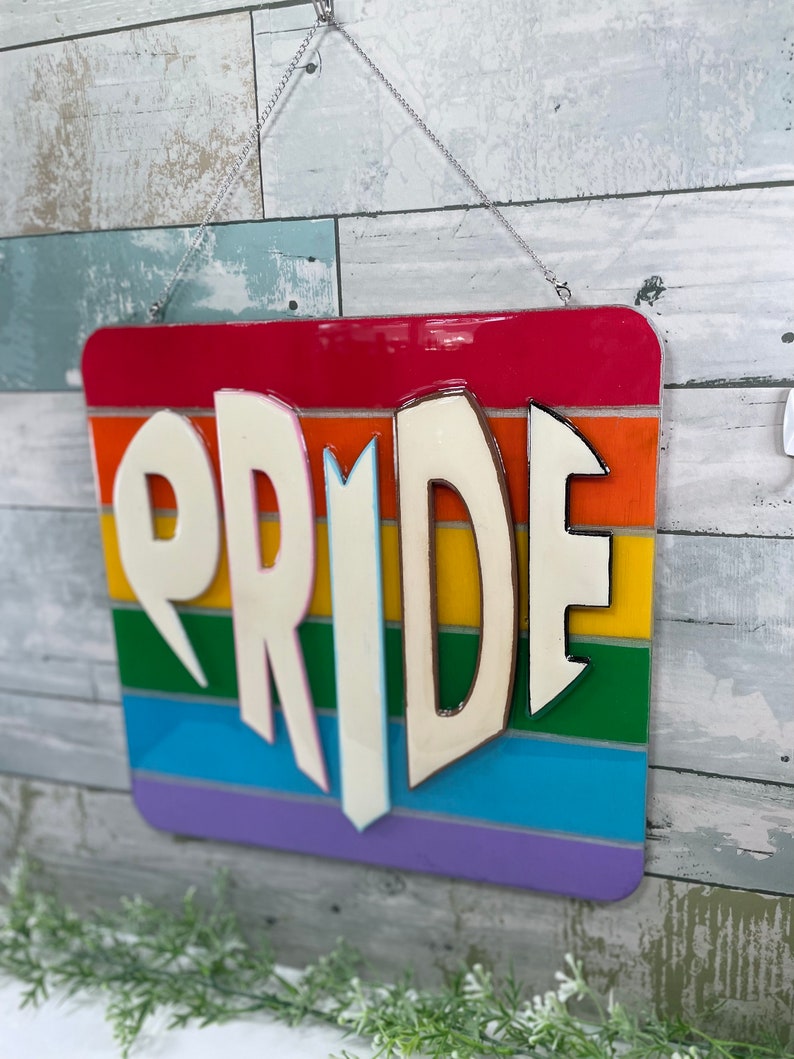 Wood & Resin Pride Flag Wall Hanging, Pride Flag, Progress Pride Flag ...