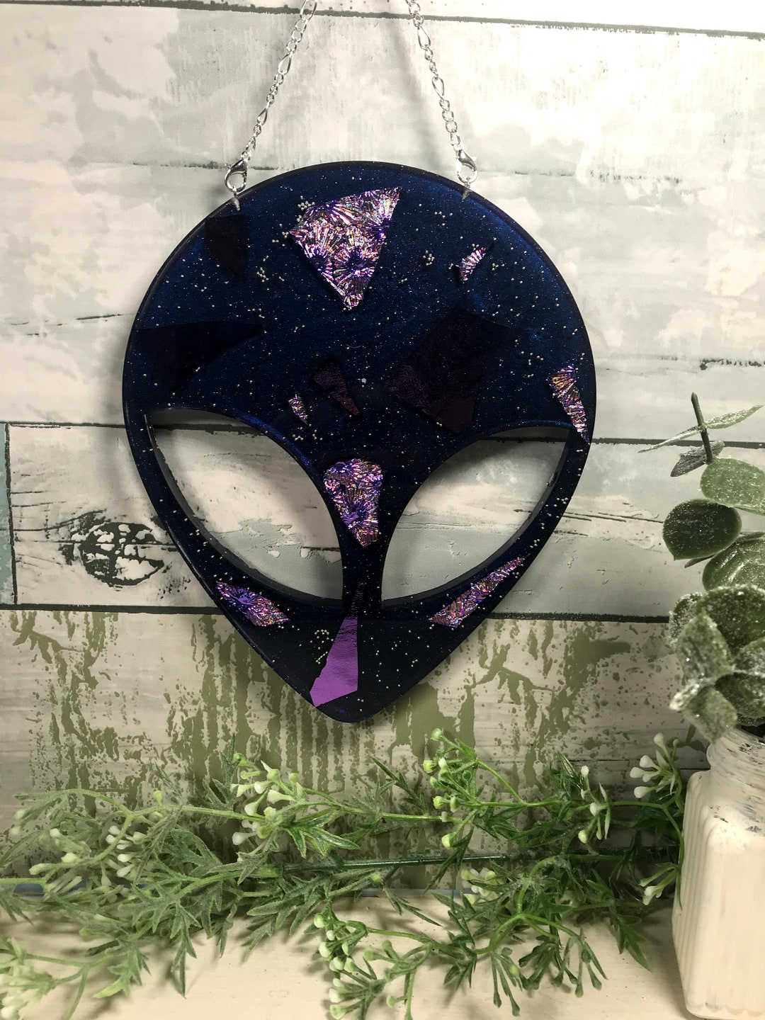Alien Head Wall Hanging, Alien Art, Resin Artwork Wall Decor, Witchy ...