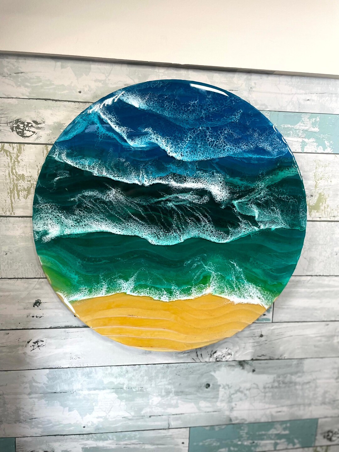Resin Beach Art, Resin Ocean Art, Beach Decor, Seascape Art, Coastal ...
