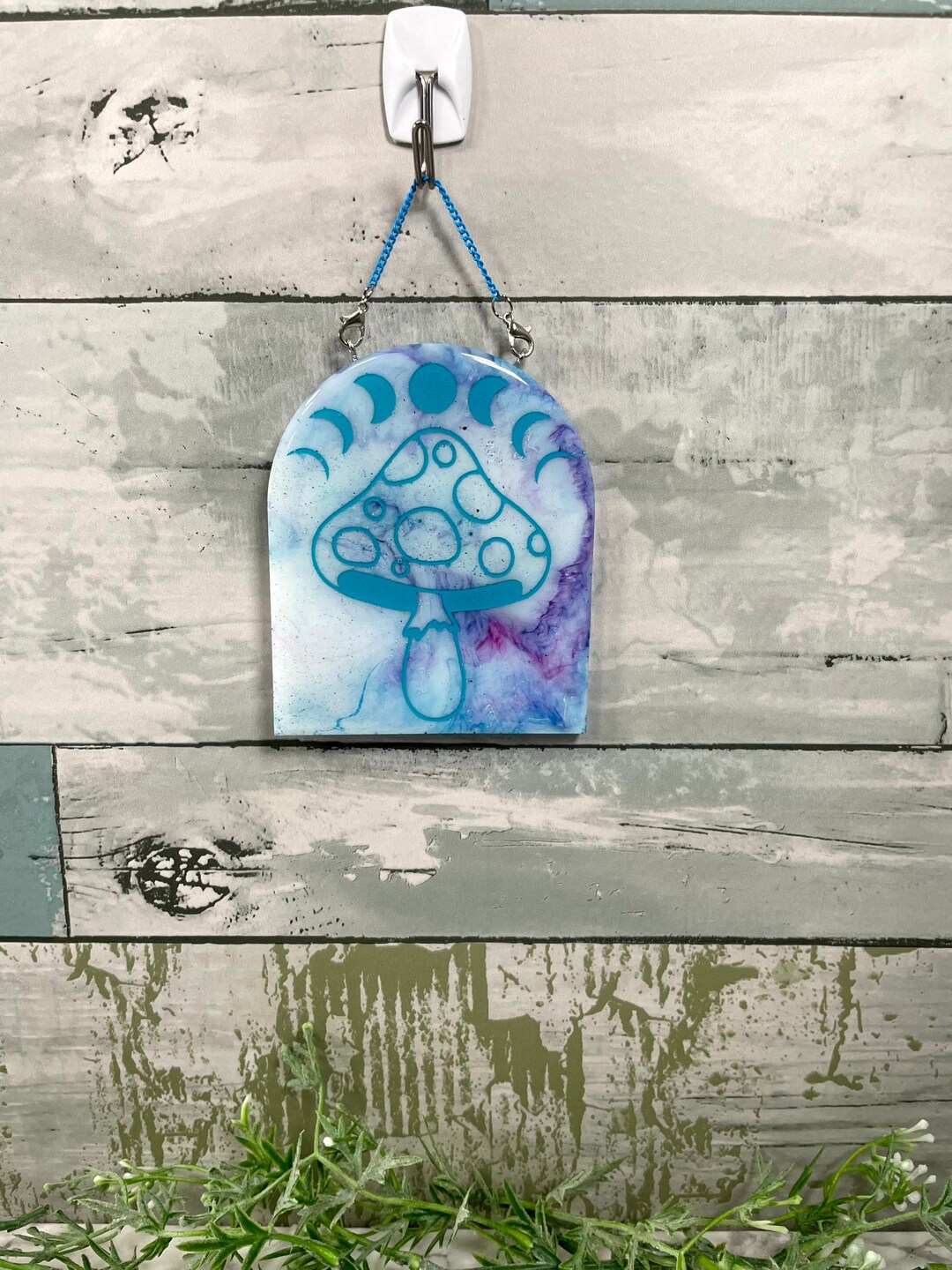 Mushroom Decor, Moon Phases Decor, Mushie Decor, Resin Wall Hanging ...