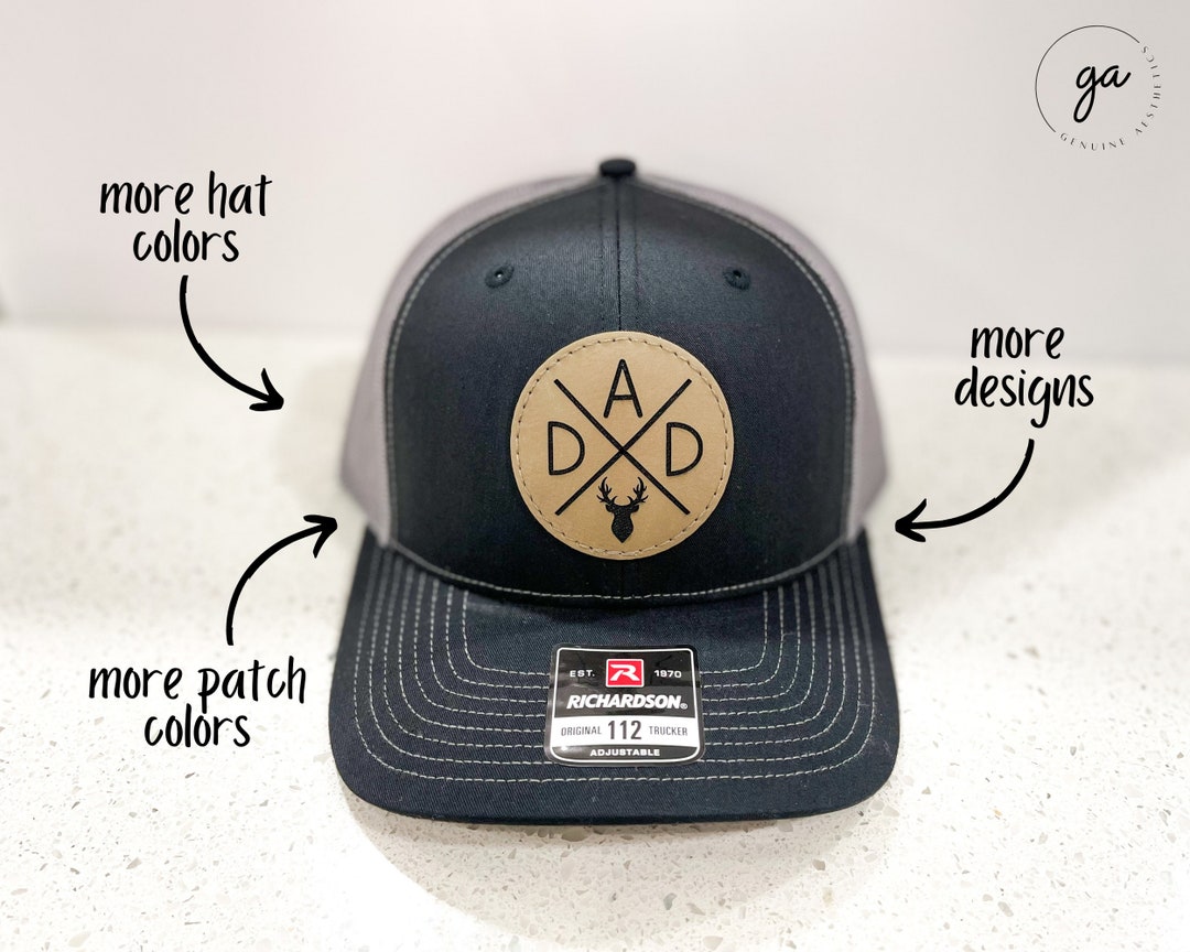 Custom Dad Trucker Leather Patch Hat, Dad Hat Gift for Fathers Day ...