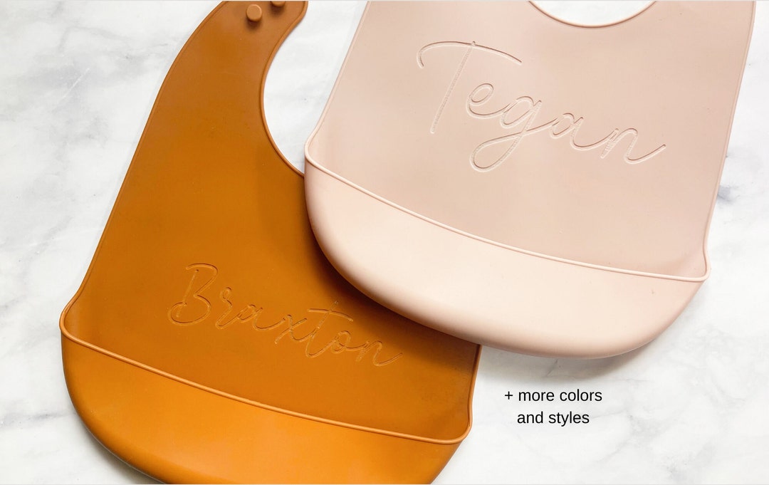 Personalized Engraved Silicone Bib | Easy Clean Bib | Silicone Feeding ...