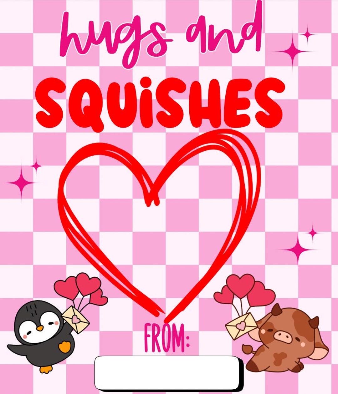 Squishy Valentines Day Class Card Template - Etsy