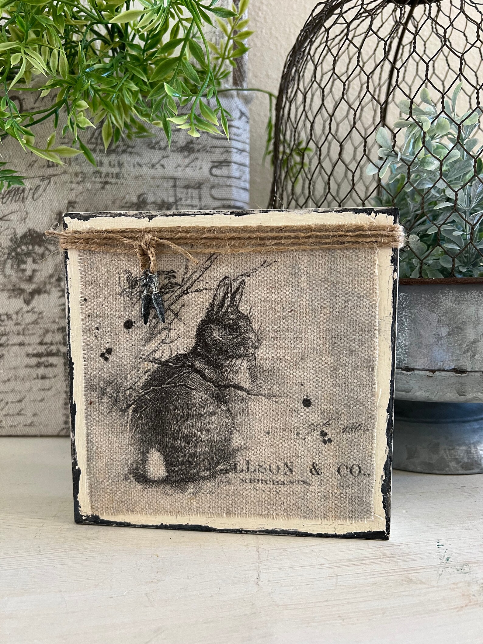 Distressed Vintage Inspired French Rabbit Sign Cottage - Etsy