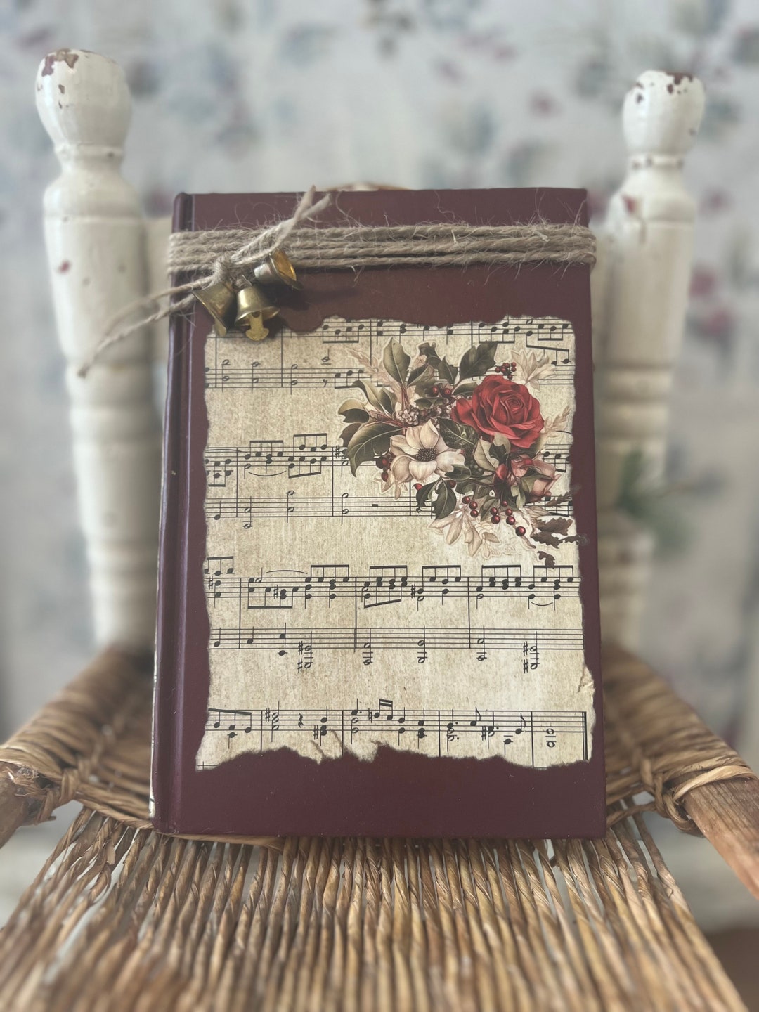 Christmas Book Vintage Inspired Design, Sheet Music, Floral Design ...