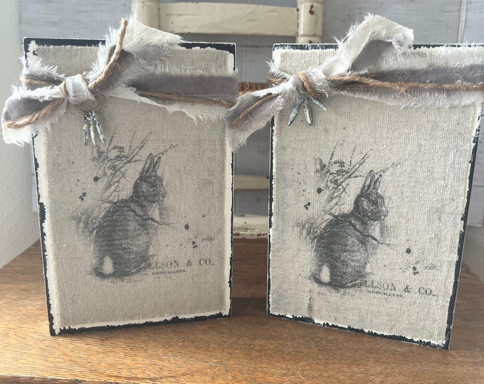 Distressed Vintage Inspired French Rabbit Sign, Cottage, Shabby Chic ...