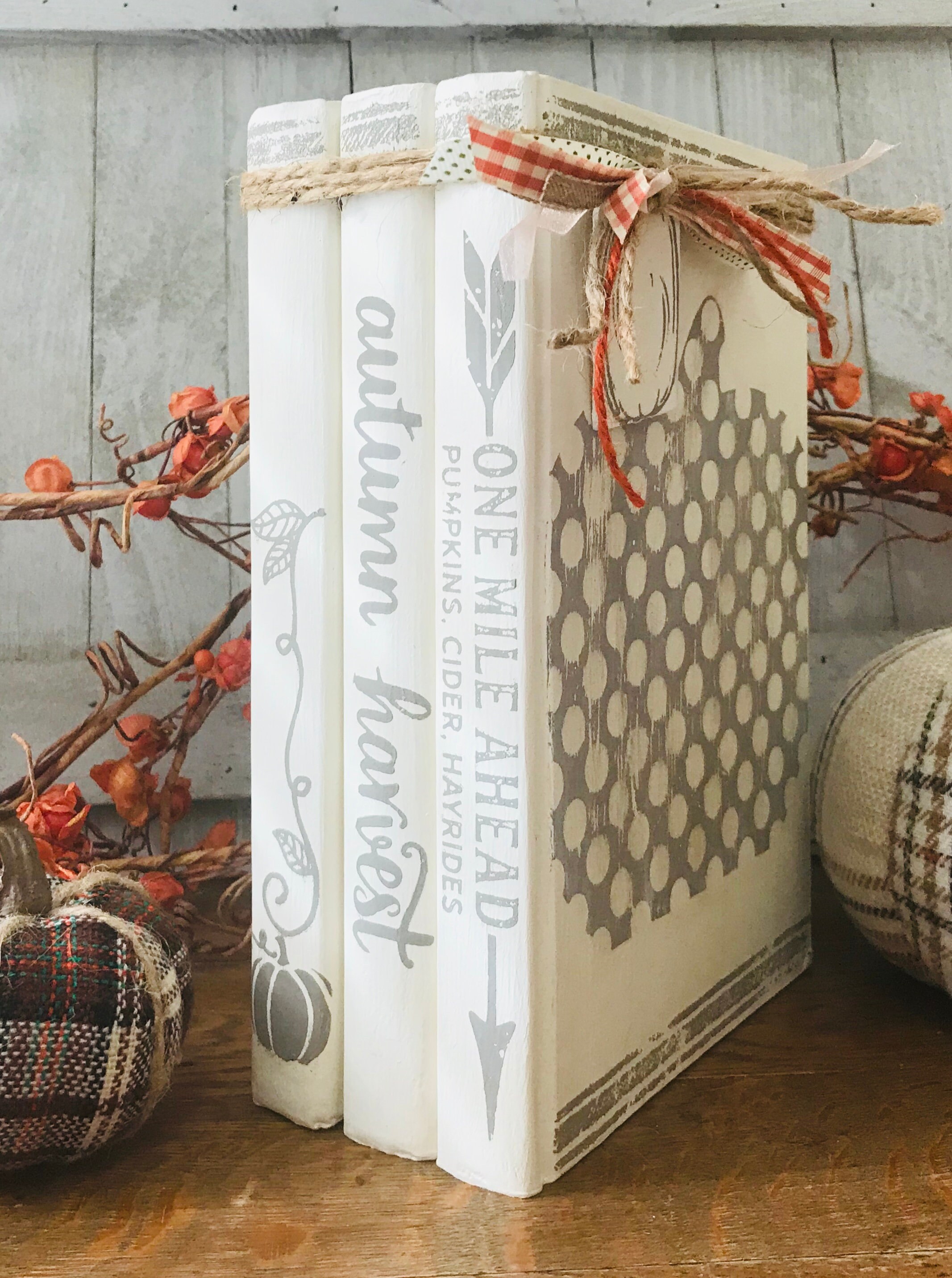 Fall Thanksgiving Decor Book Stack Vintage Look Distressed | Etsy
