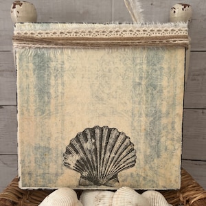 Beach Cottage Distressed Sign Vintage Inspired Shell Design, Muslin ...