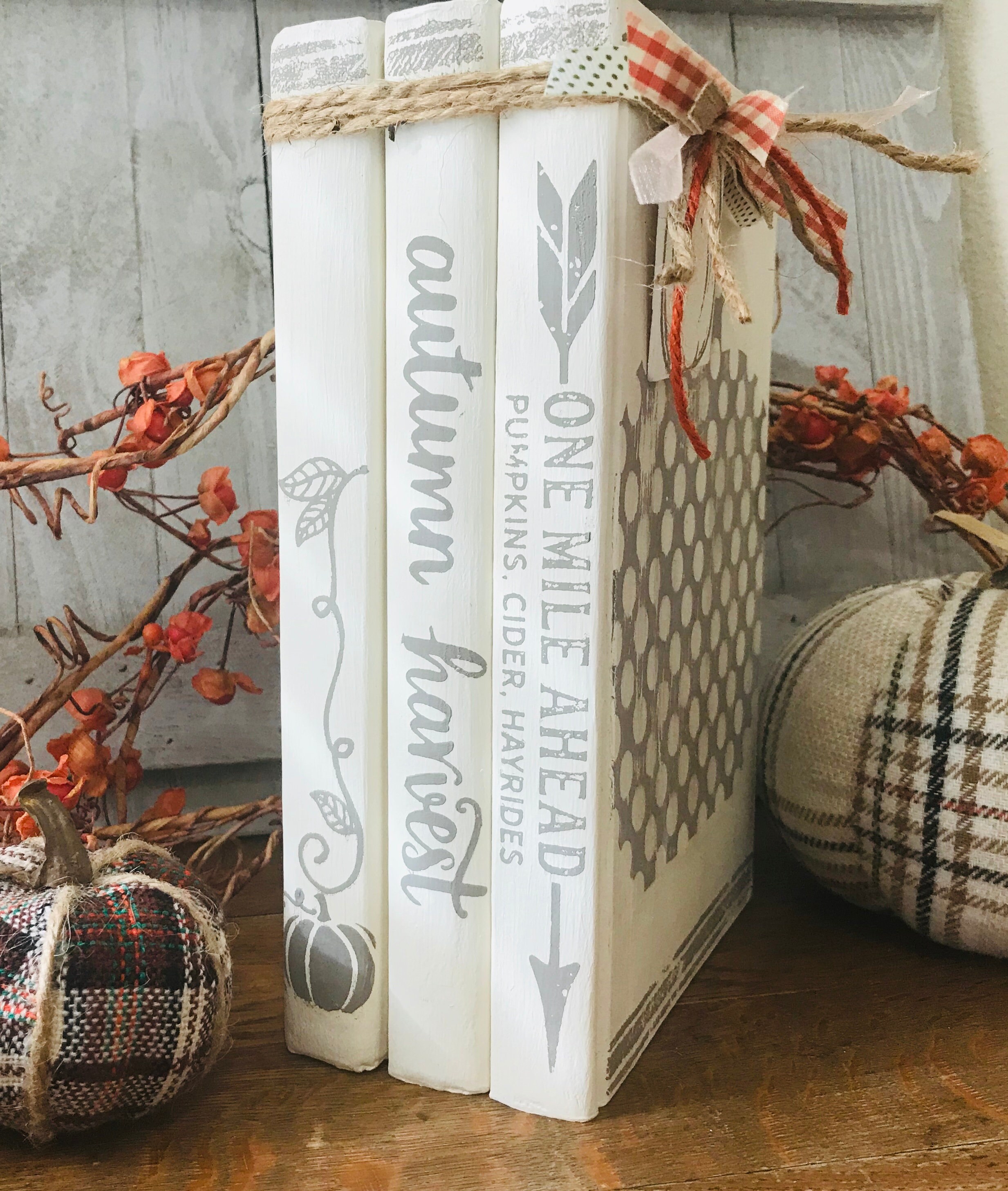 Fall Thanksgiving Decor Book Stack Vintage Look Distressed | Etsy