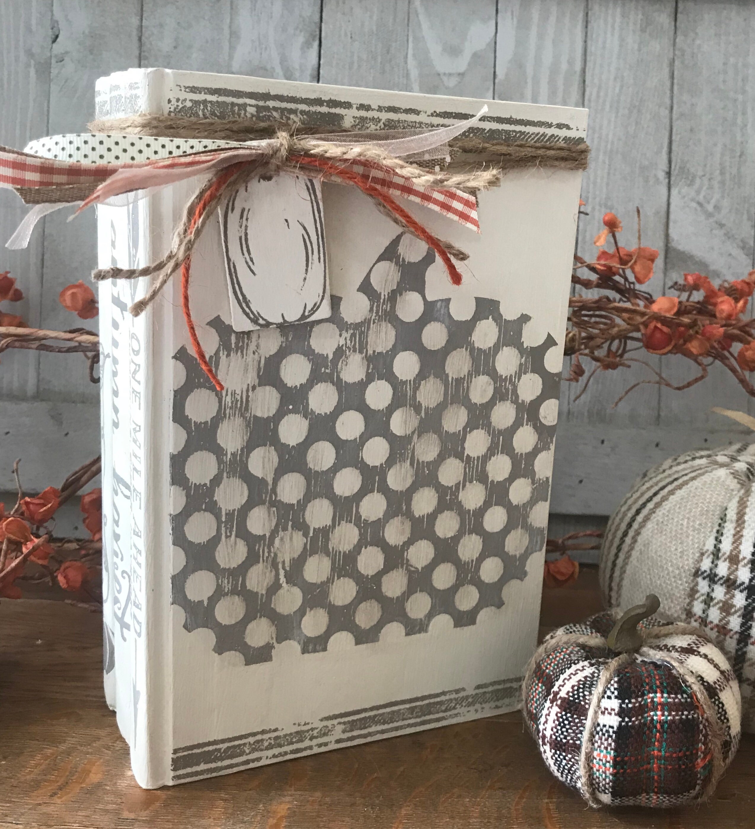 Fall Thanksgiving Decor Book Stack Vintage Look Distressed | Etsy