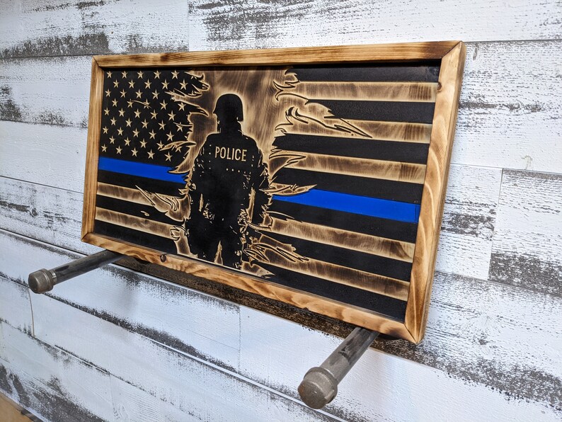 Custom Thin Blue Line Flag Police Flag Wood Flag - Etsy