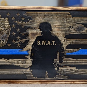 Custom Thin Blue Line Flag Police Flag Wood Flag - Etsy