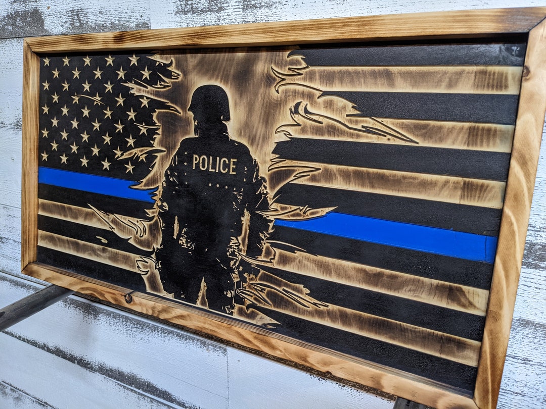 Custom Thin Blue Line Flag Police Flag Wood Flag - Etsy
