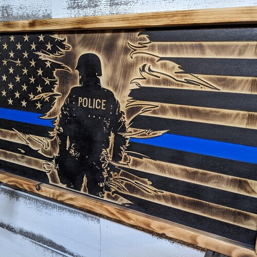 Custom Thin Blue Line Flag Police Flag Wood Flag - Etsy