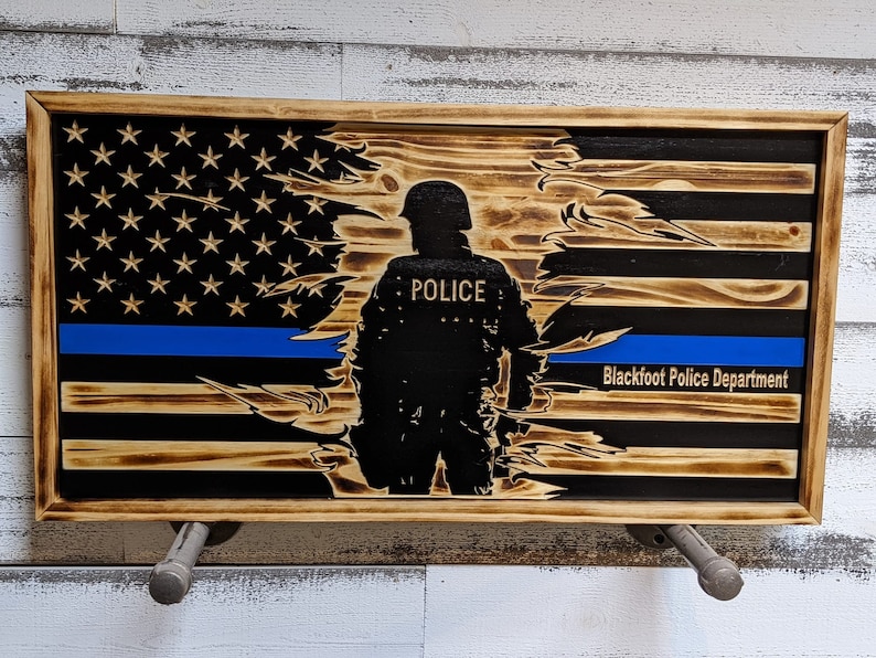 Custom Thin Blue Line Flag - Police Flag - Wood Flag - Etsy