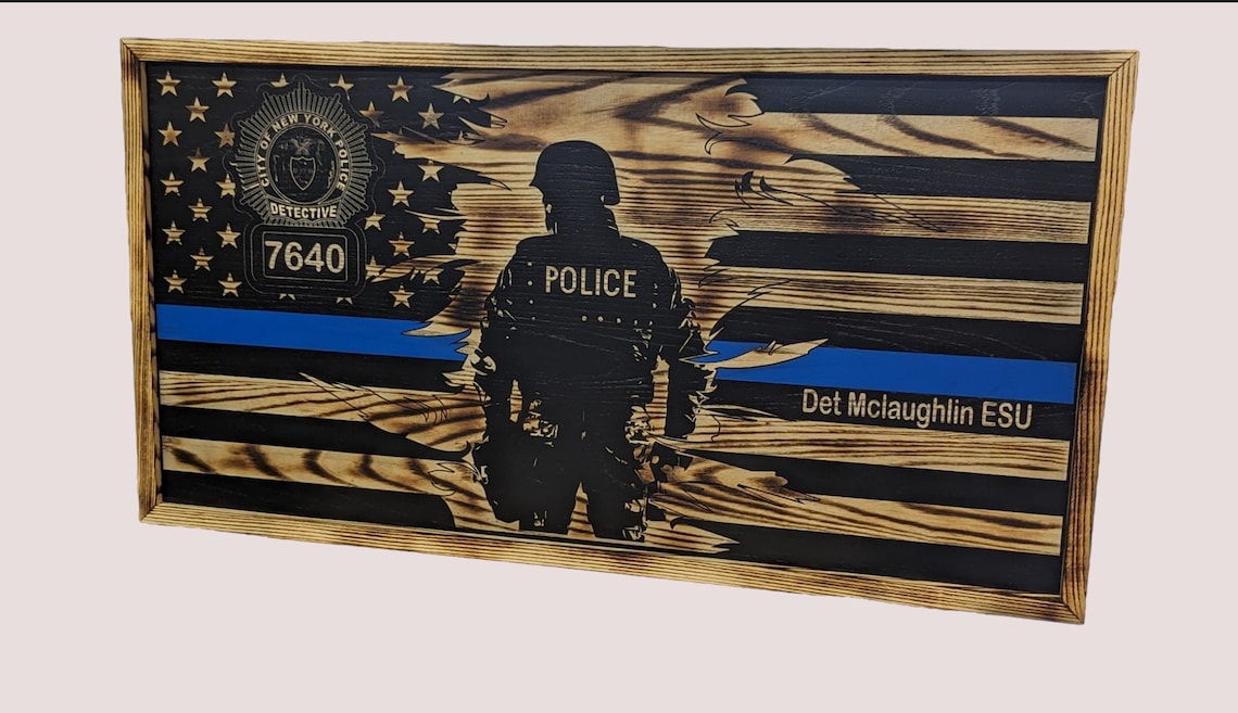 Custom Thin Blue Line Flag - Police Flag - Wood Flag - Etsy