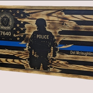 Custom Thin Blue Line Flag - Police Flag - Wood Flag - Etsy