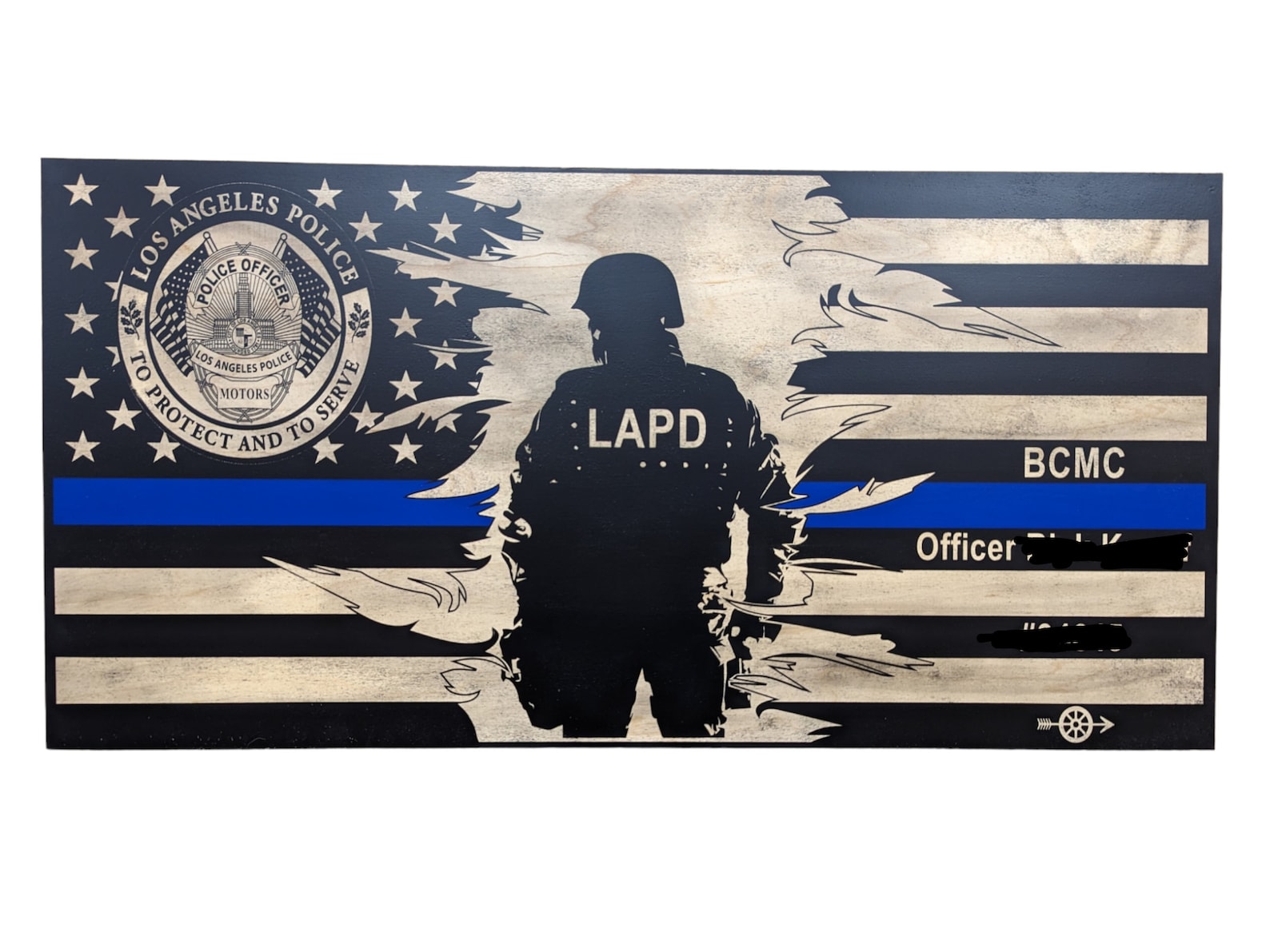Custom Thin Blue Line Flag - Police Flag - Wood Flag - Etsy