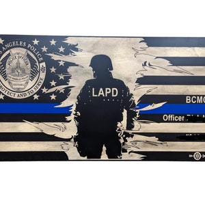 Custom Thin Blue Line Flag - Police Flag - Wood Flag - Etsy