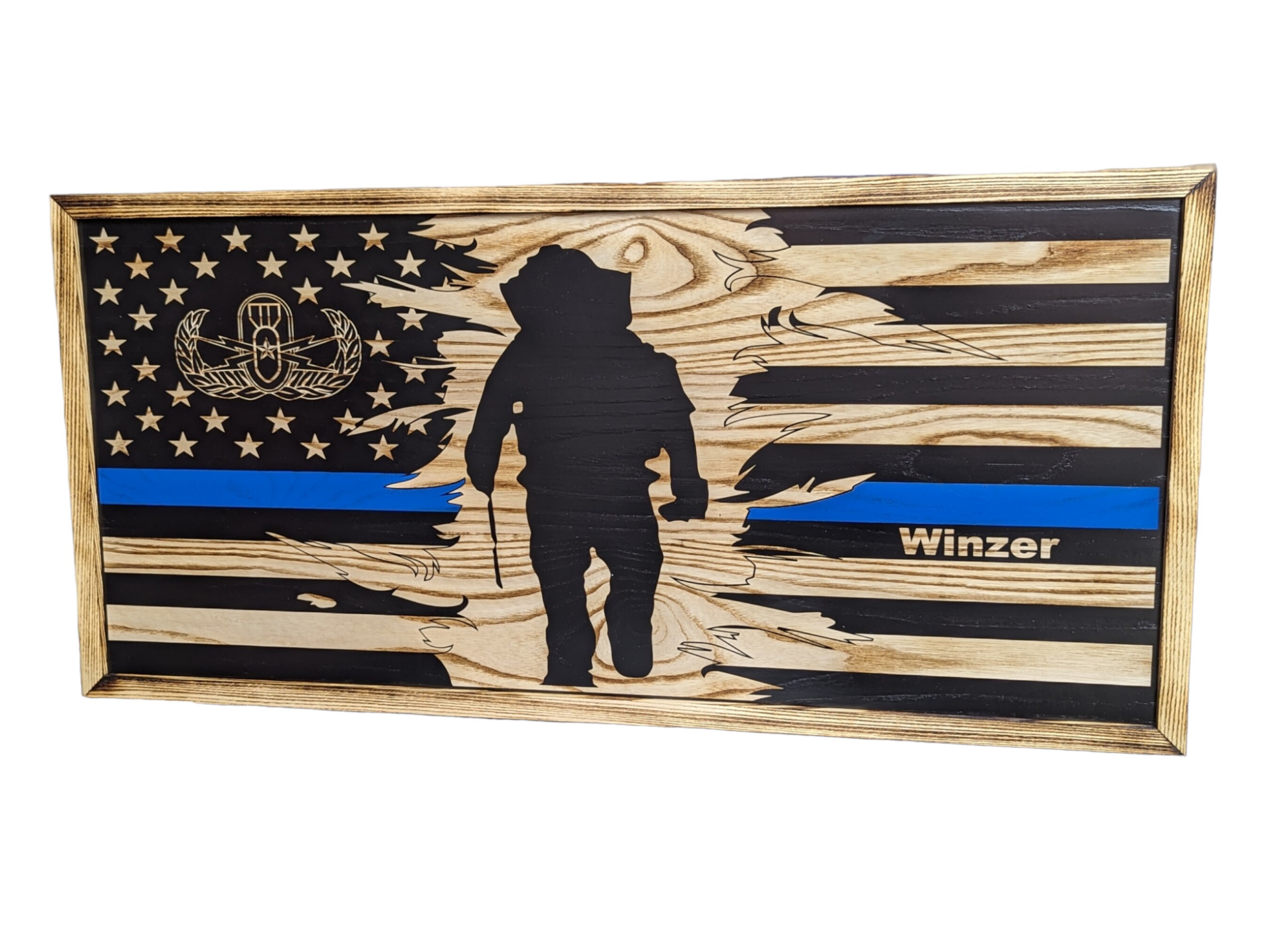 Custom Thin Blue Line Flag - Police Flag - Wood Flag - Etsy