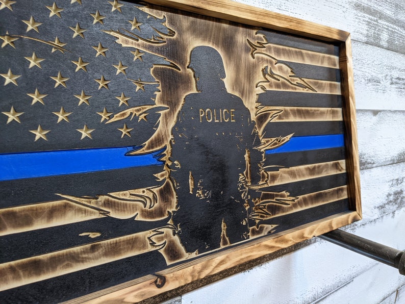 Custom Thin Blue Line Flag Police Flag Wood Flag - Etsy