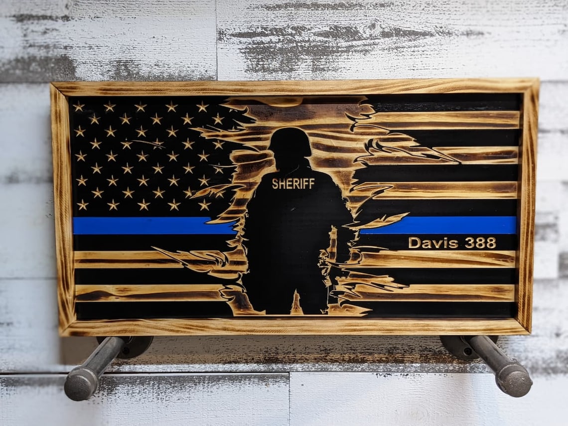 Custom Thin Blue Line Flag Police Flag Wood Flag - Etsy