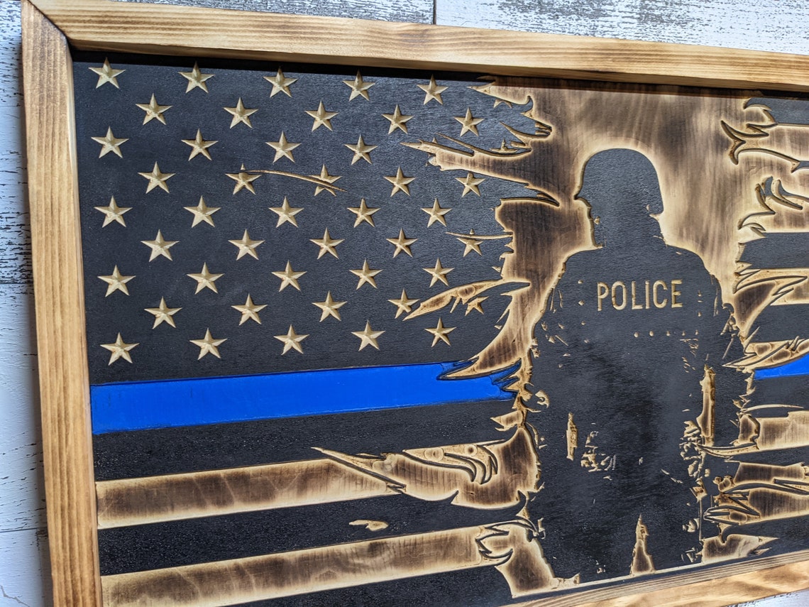 Custom Thin Blue Line Flag Police Flag Wood Flag - Etsy