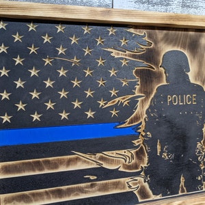 Custom Thin Blue Line Flag Police Flag Wood Flag - Etsy