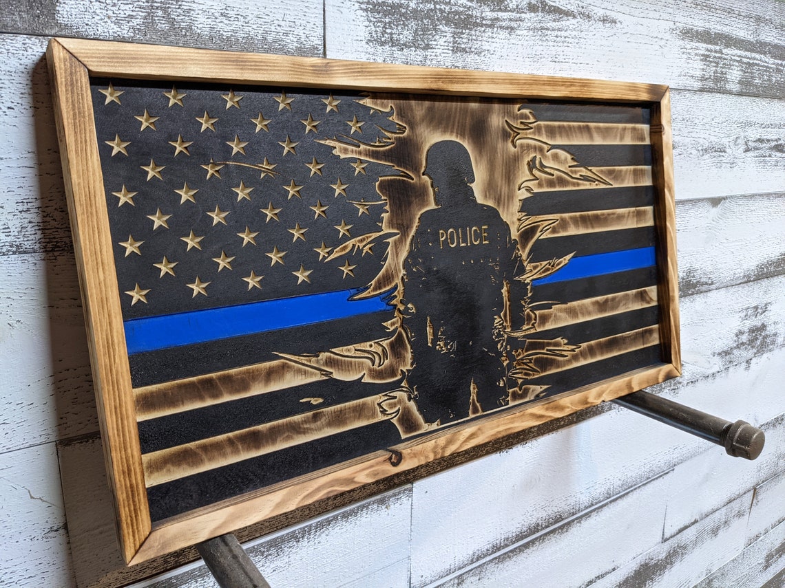Custom Thin Blue Line Flag Police Flag Wood Flag - Etsy