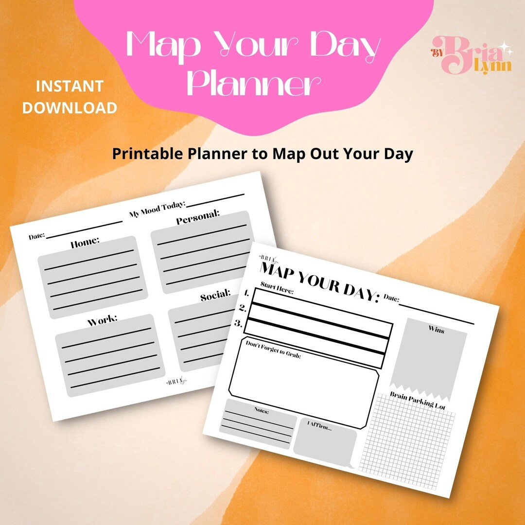 Map Your Day Printable Planner, Daily Planner, US Letter Size - Etsy
